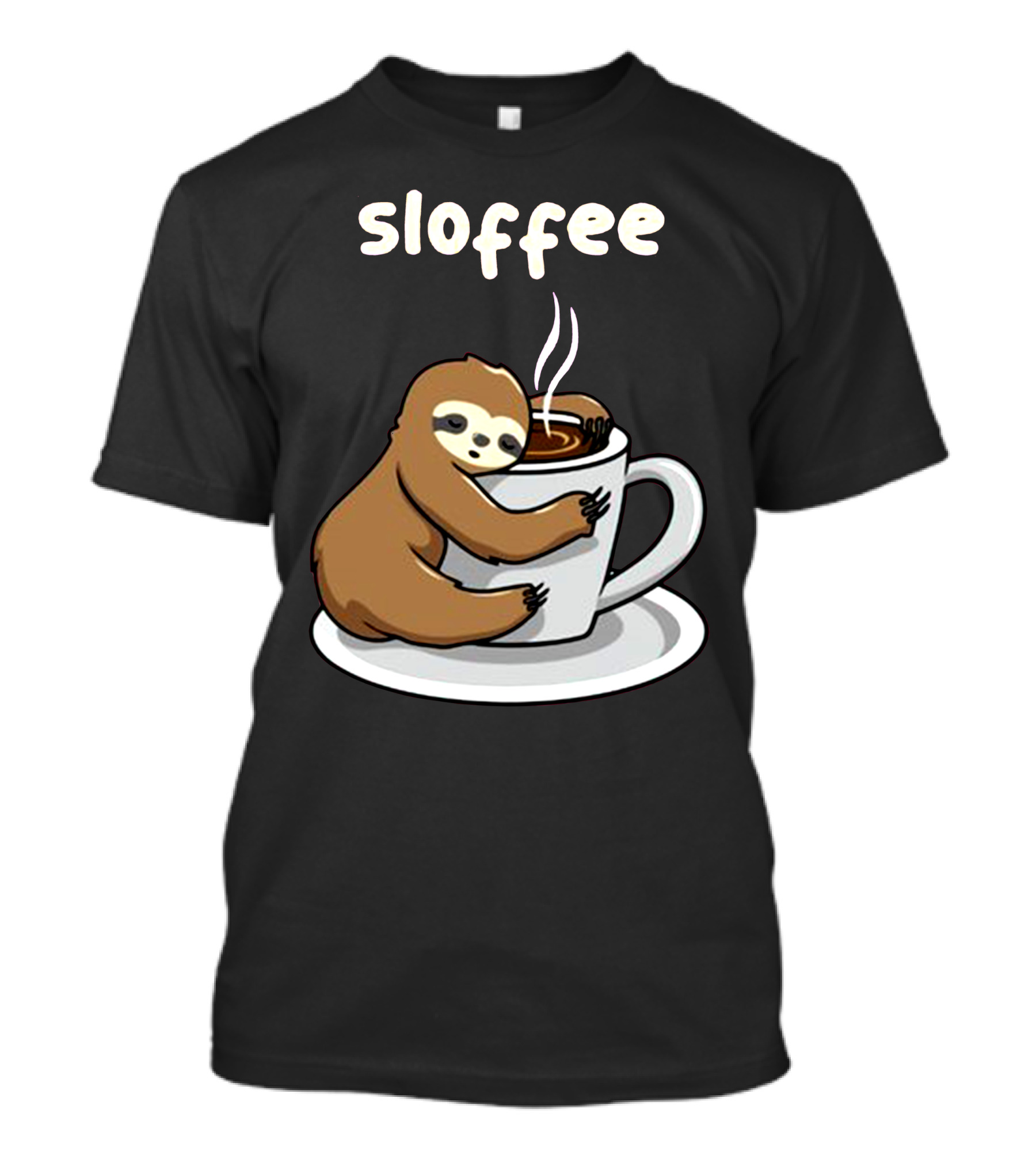 Sloffee Sloth Hugging Coffee Cup T-Shirt