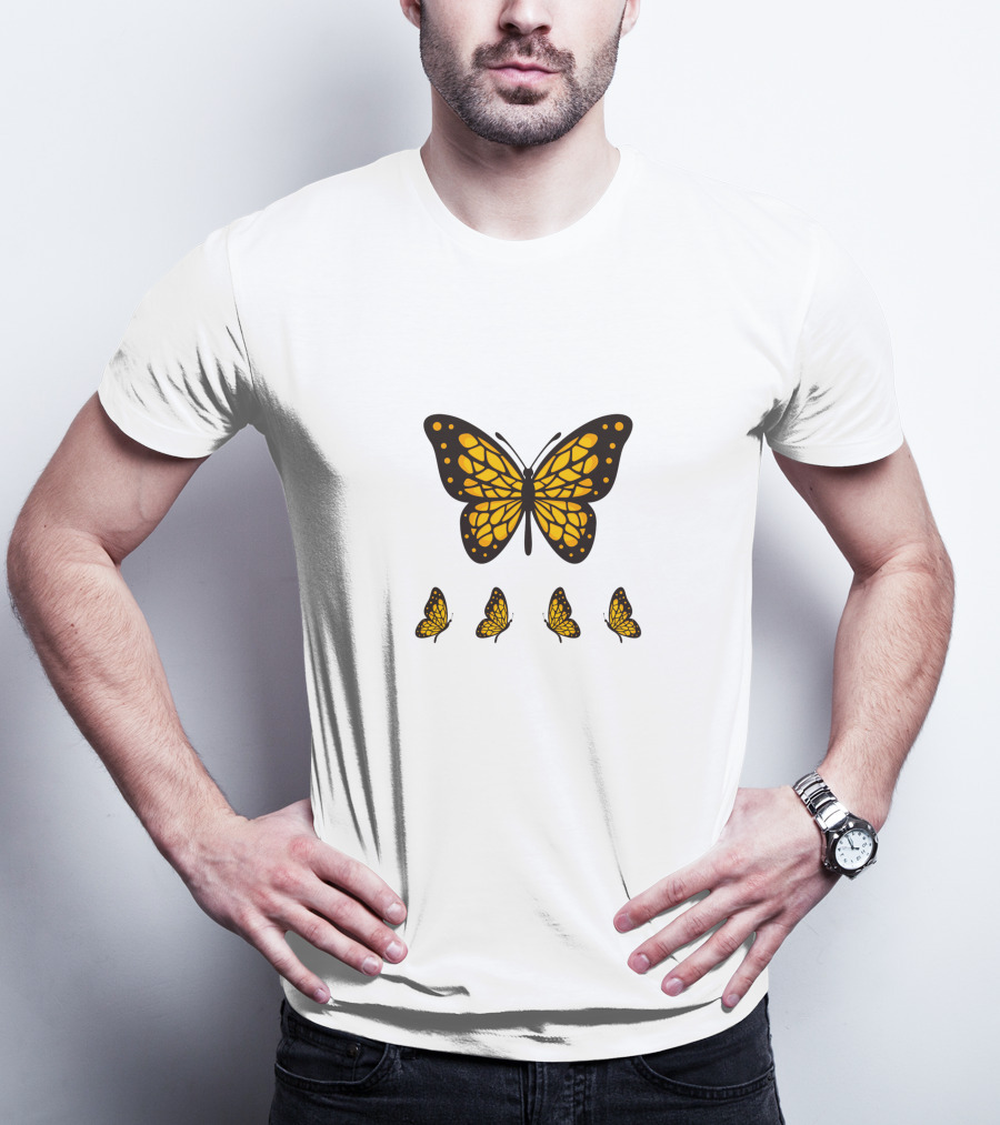 Yellow Butterfly Monarch Design Collection T-Shirt