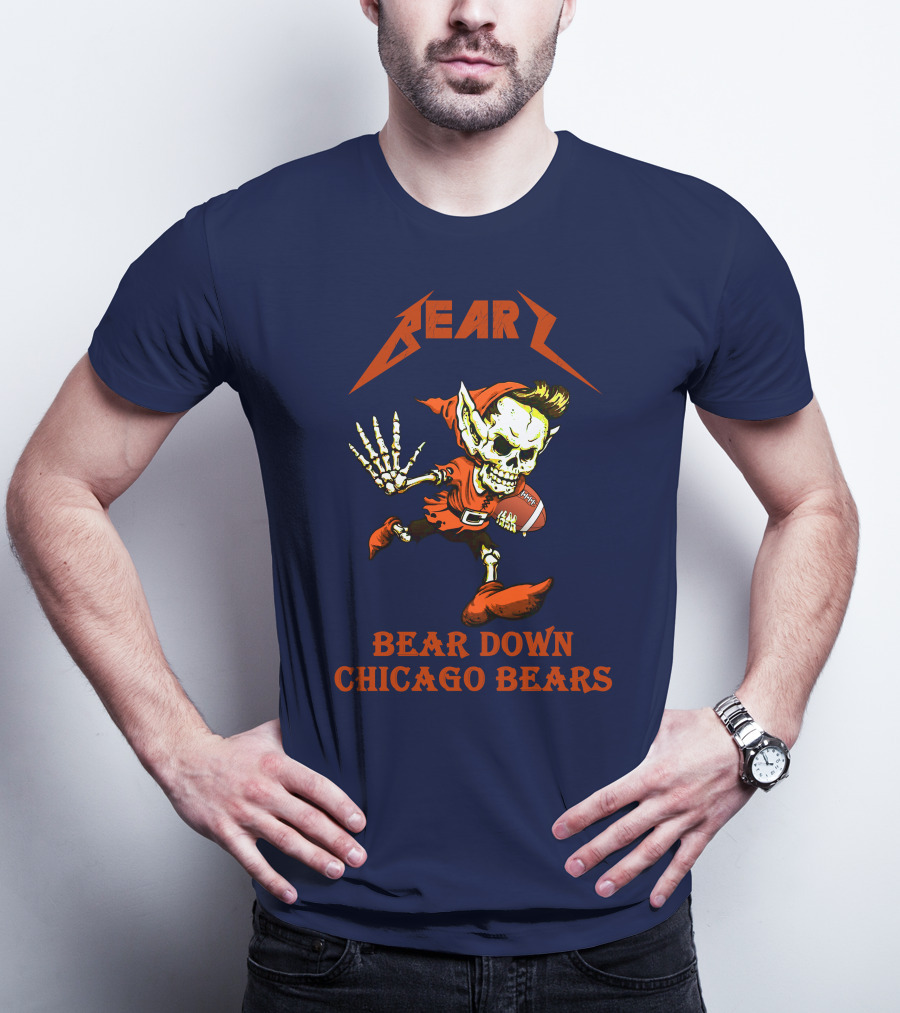 BEAR DOWN CHICAGO BEARS H101 SKELETON FOOTBALL PLAYER T-Shirt