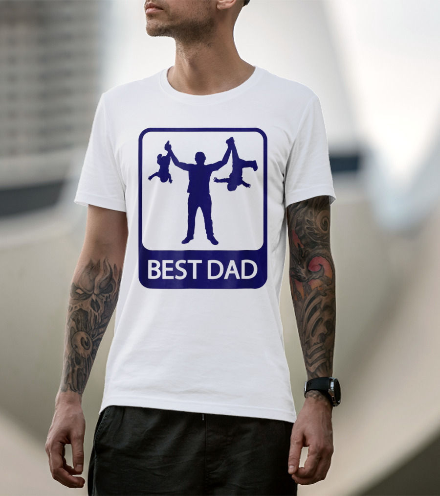 Best Dad Silhouette Holding Kids Playfully T-Shirt