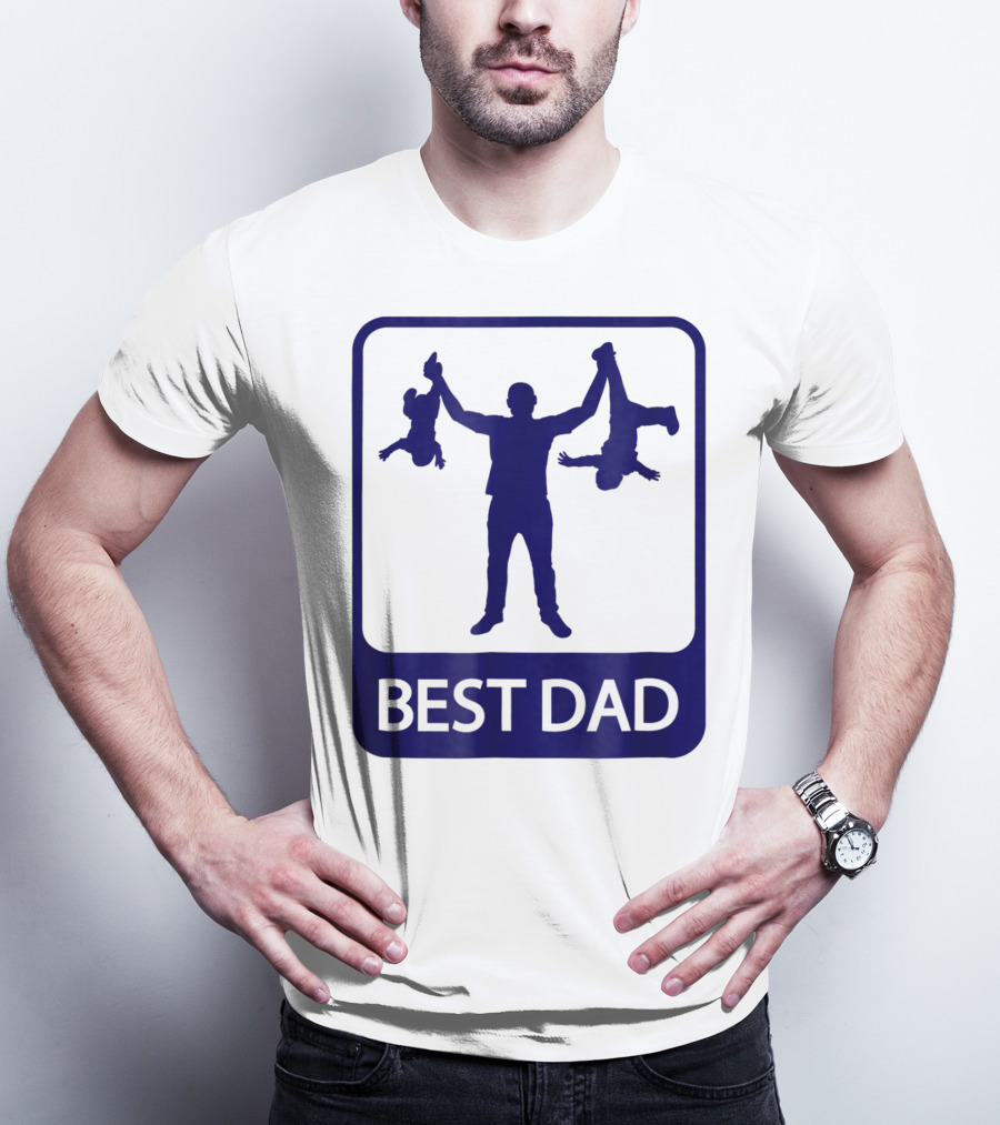 Best Dad Silhouette Holding Kids Playfully T-Shirt