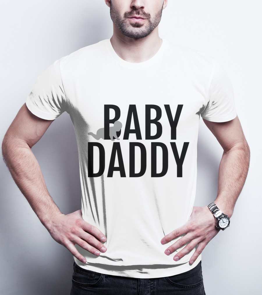 Baby Daddy Silhouette With Crawling Baby Image T-Shirt