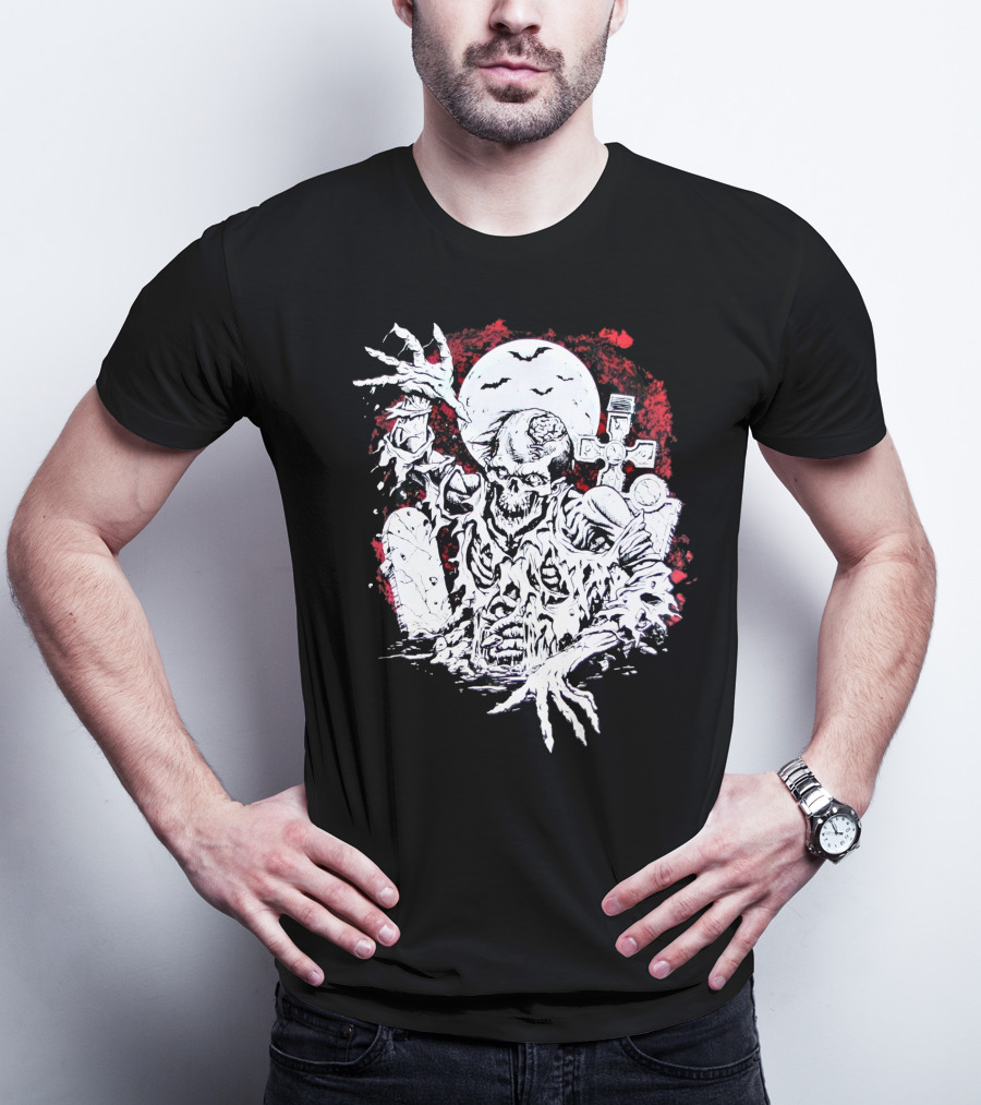 Summer Goth Zombie Undead Walking Corpse Horror Grave Moon T-Shirt