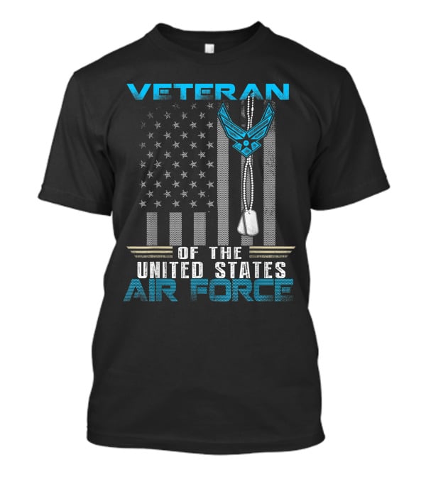 Veteran United States Air Force With Dog Tags And Flag T-Shirt