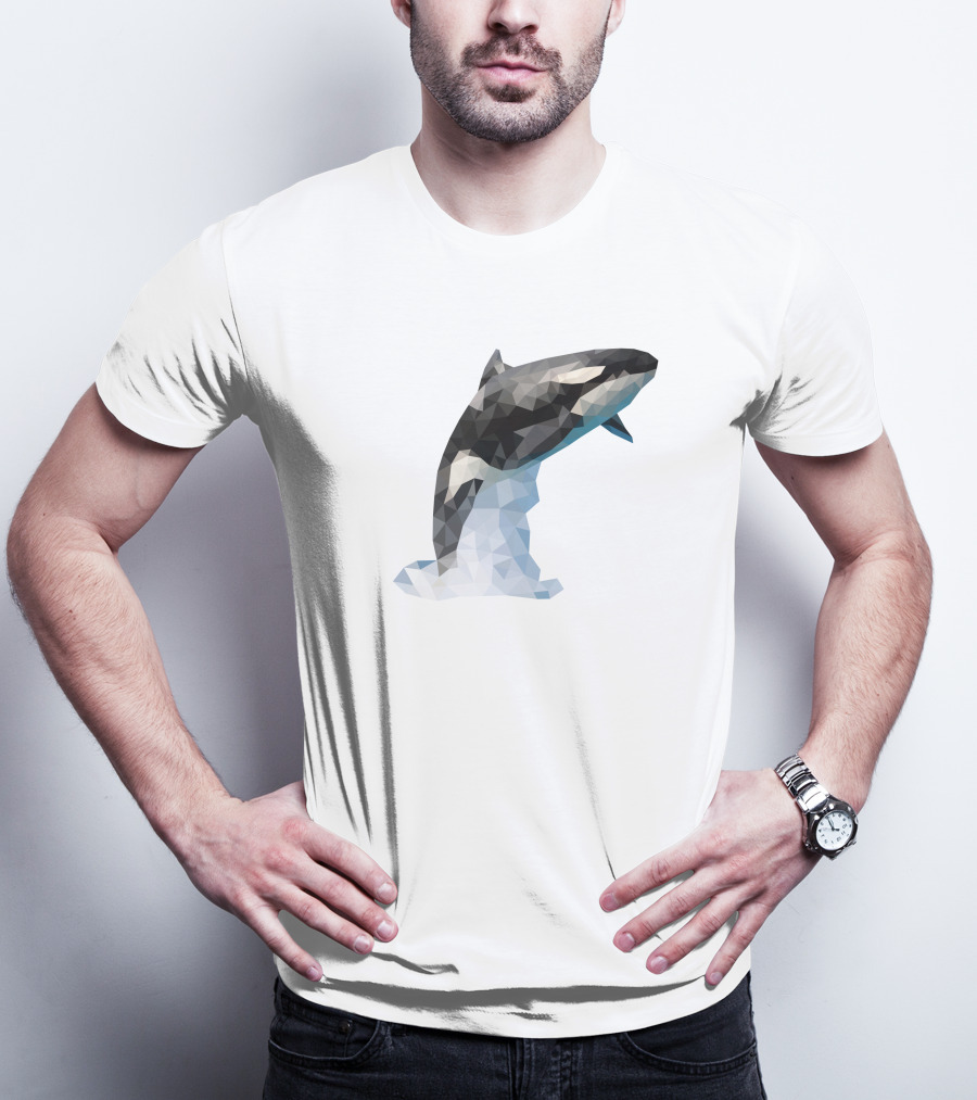 Dophil Jump Geometric Dolphin In Mid-Leap T-Shirt