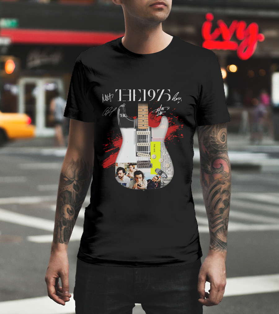 The 1975 Signed Guitar Collage Album T-Shirt