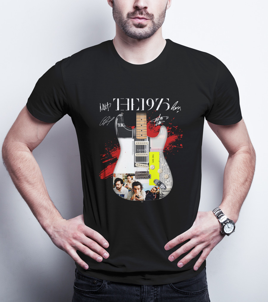 The 1975 Signed Guitar Collage Album T-Shirt