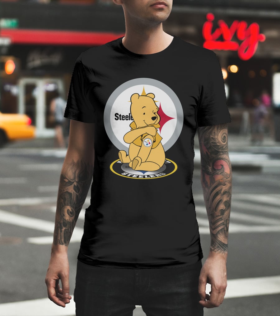 Steelers Pooh Sitting With Steelers T-Shirt