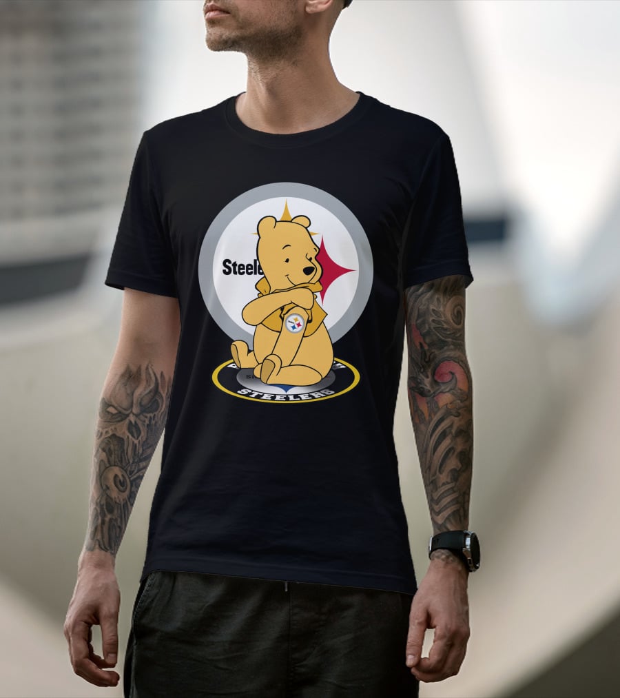 Steelers Pooh Sitting With Steelers T-Shirt