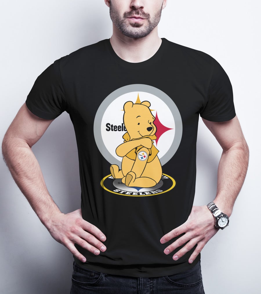 Steelers Pooh Sitting With Steelers T-Shirt