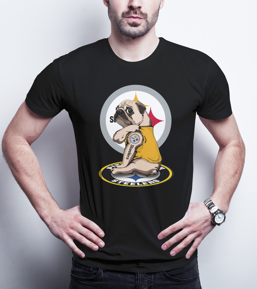 Steelers Pug Fan Football T-Shirt