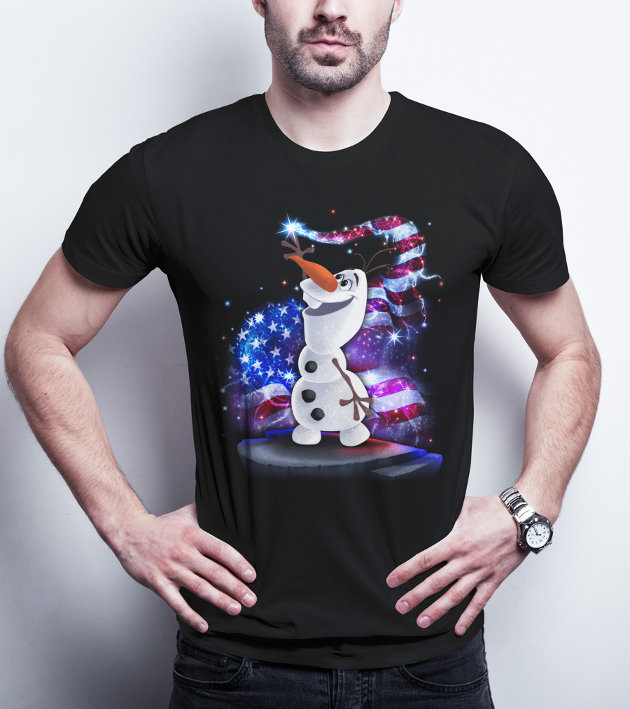 Olaf Bling July American Flag Sparkle T-Shirt
