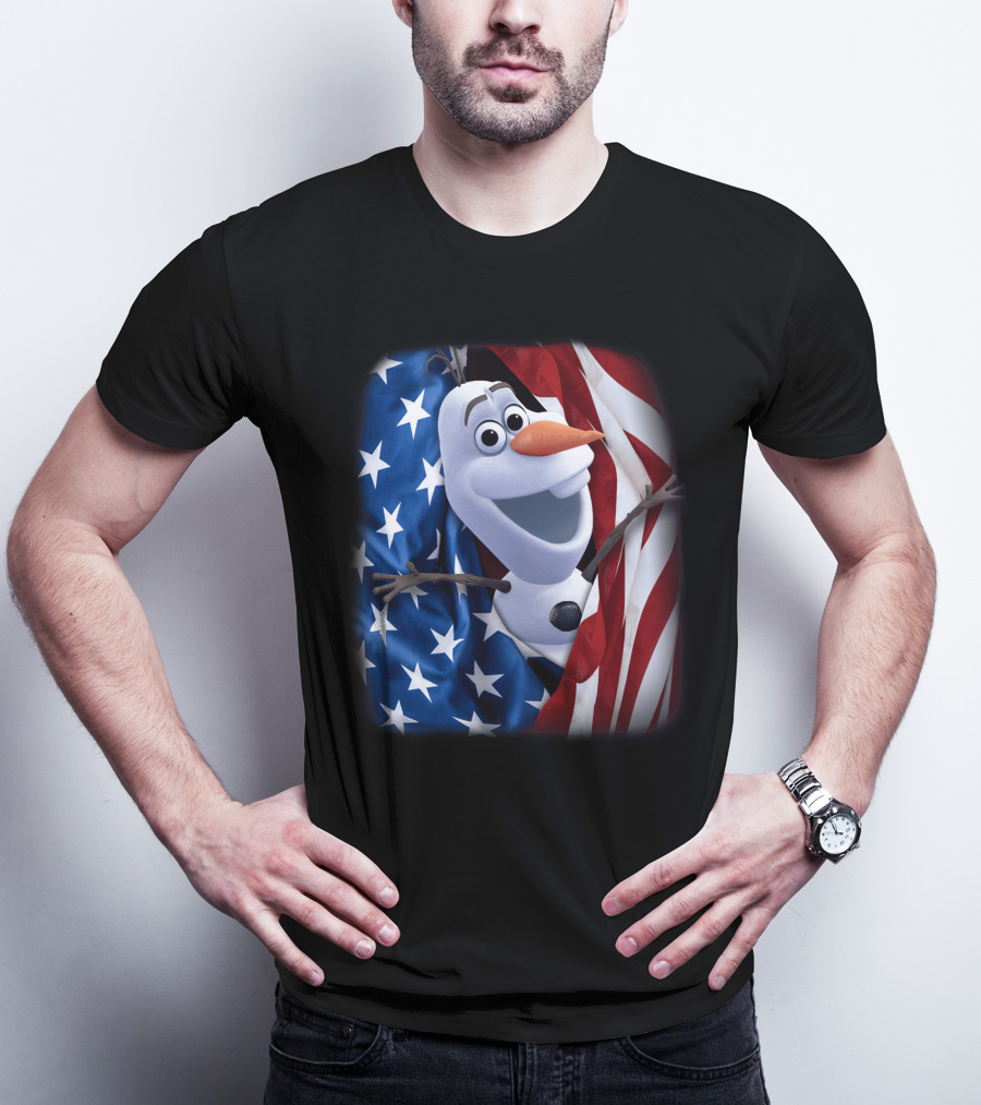 Olaf Wrapped In American Flag Fourth Of July T-Shirt