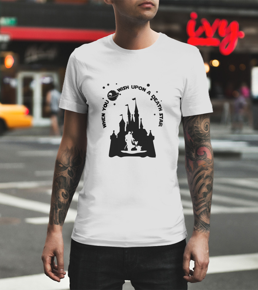 When You Wish Upon A Death Star Disney Castle Baby Yoda T-Shirt