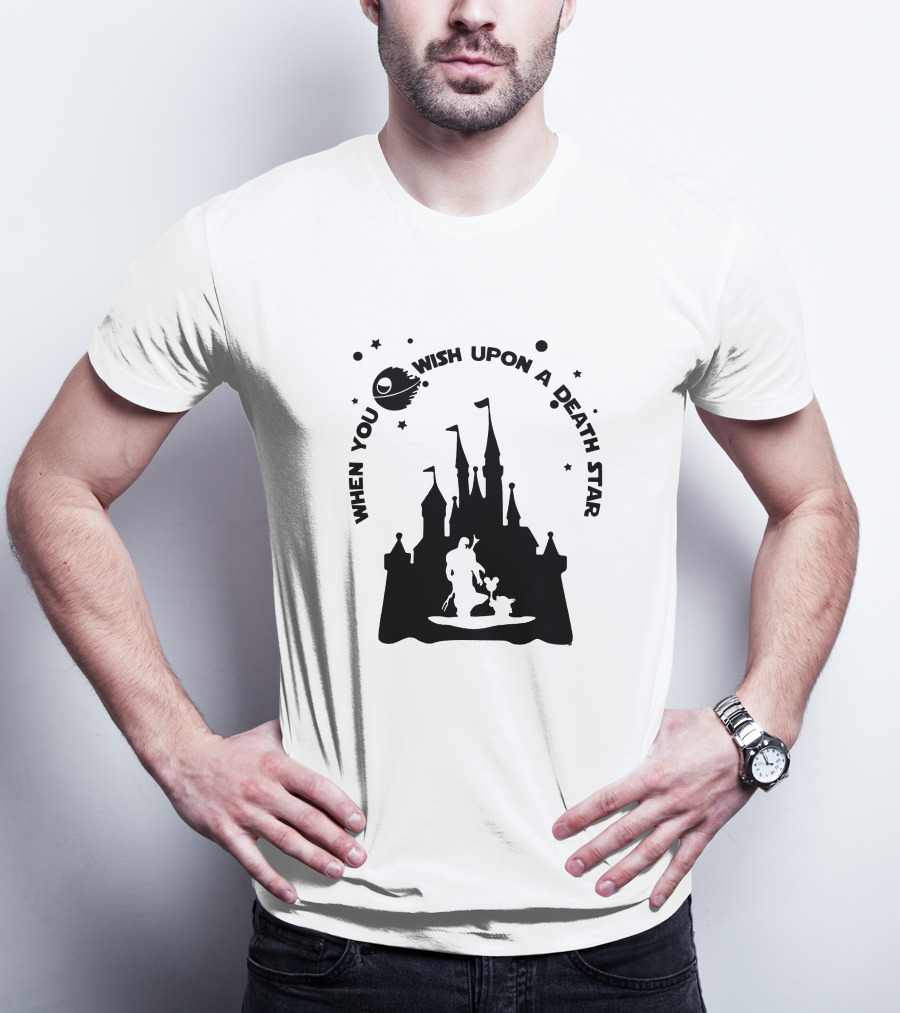 When You Wish Upon A Death Star Disney Castle Baby Yoda T-Shirt