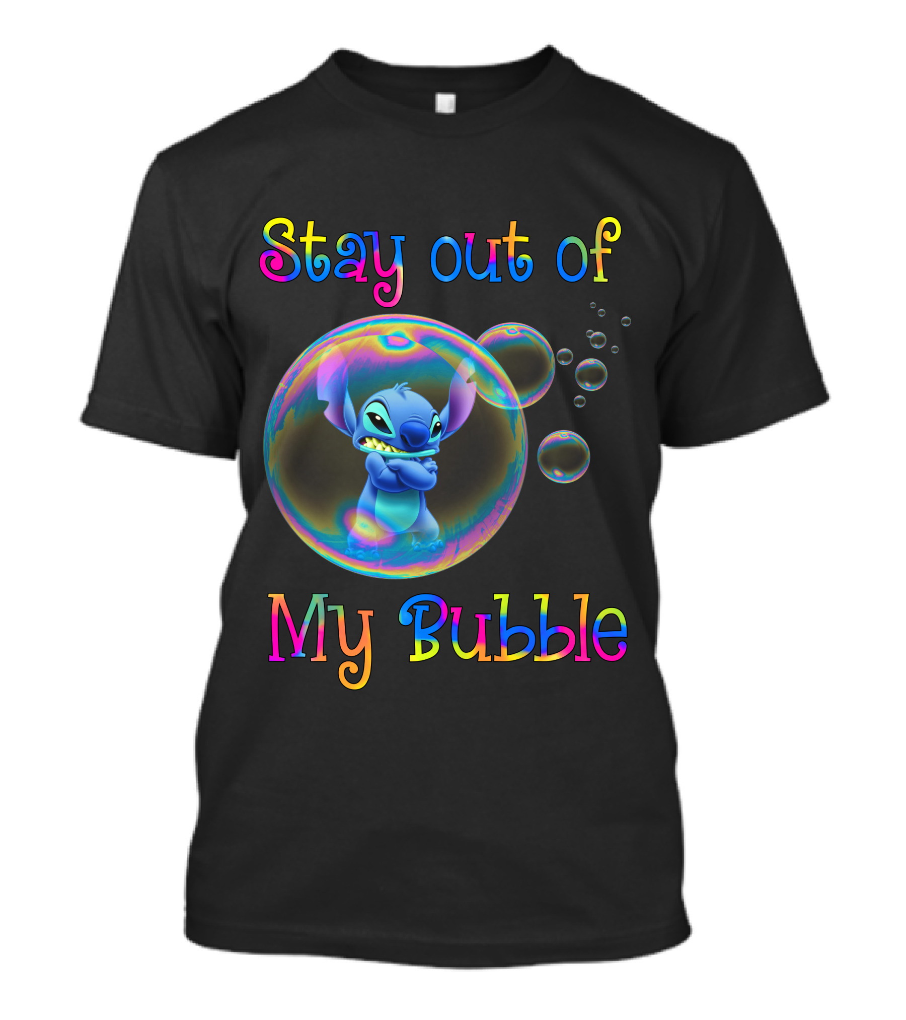 Stay Out Of My Bubble Stitch Rainbow Bubbles T-Shirt