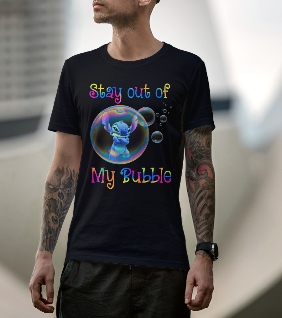 Stay Out Of My Bubble Stitch Rainbow Bubbles T-Shirt