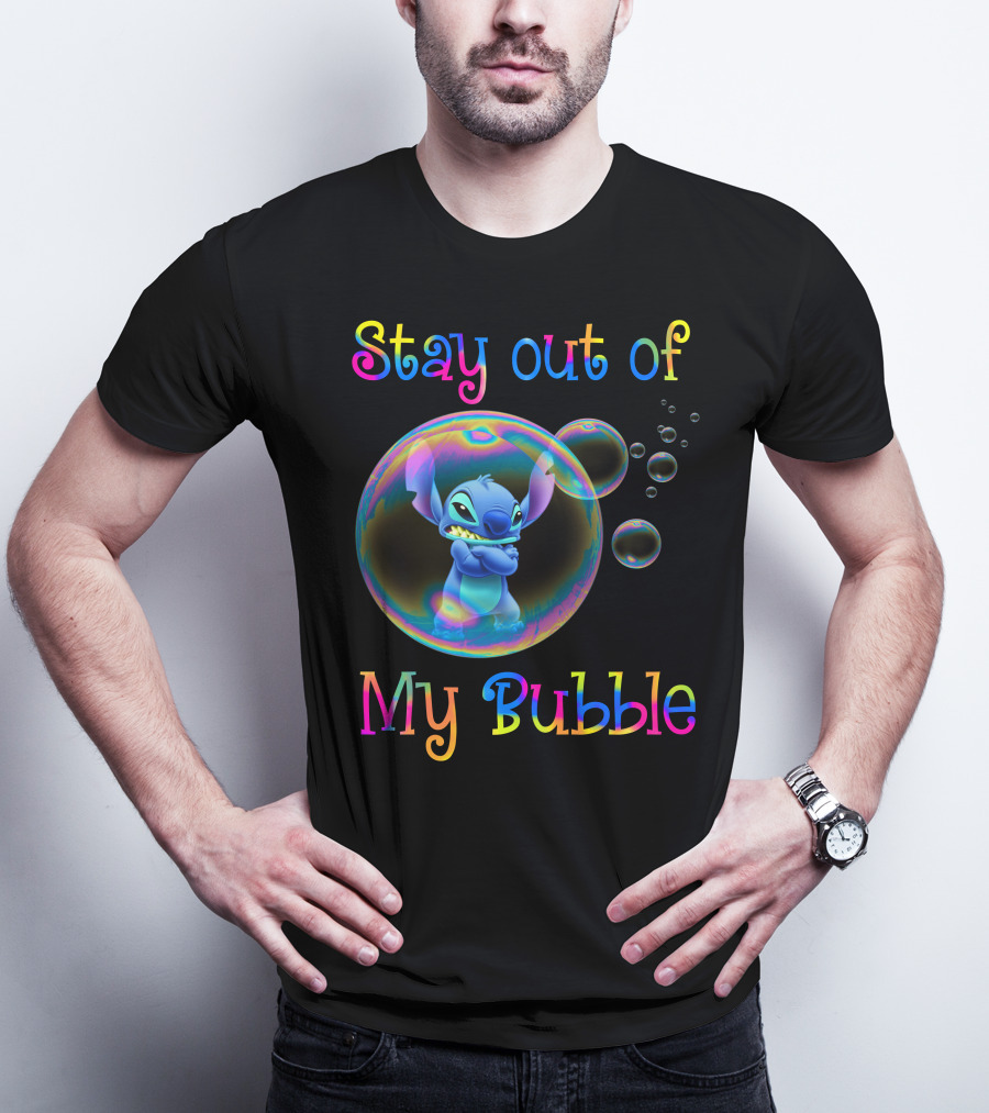 Stay Out Of My Bubble Stitch Rainbow Bubbles T-Shirt