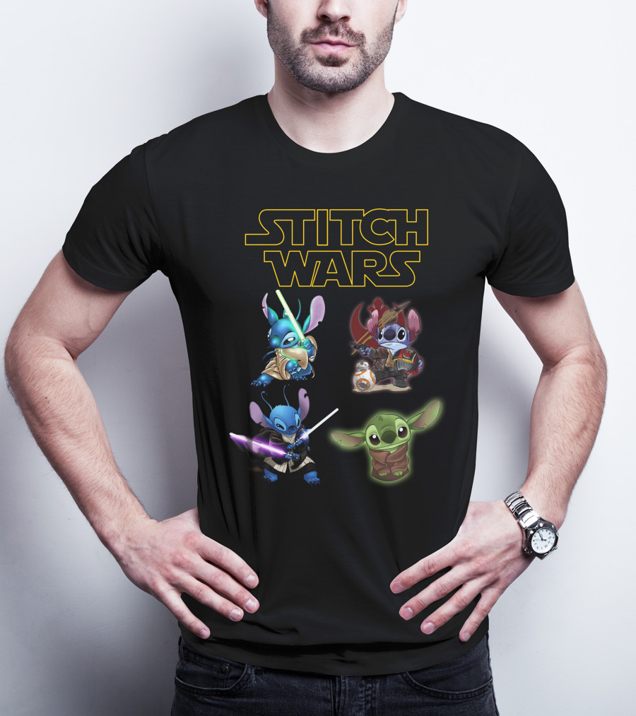 STITCH WARS Jedi Stitch And Baby Alien Crossover T-Shirt