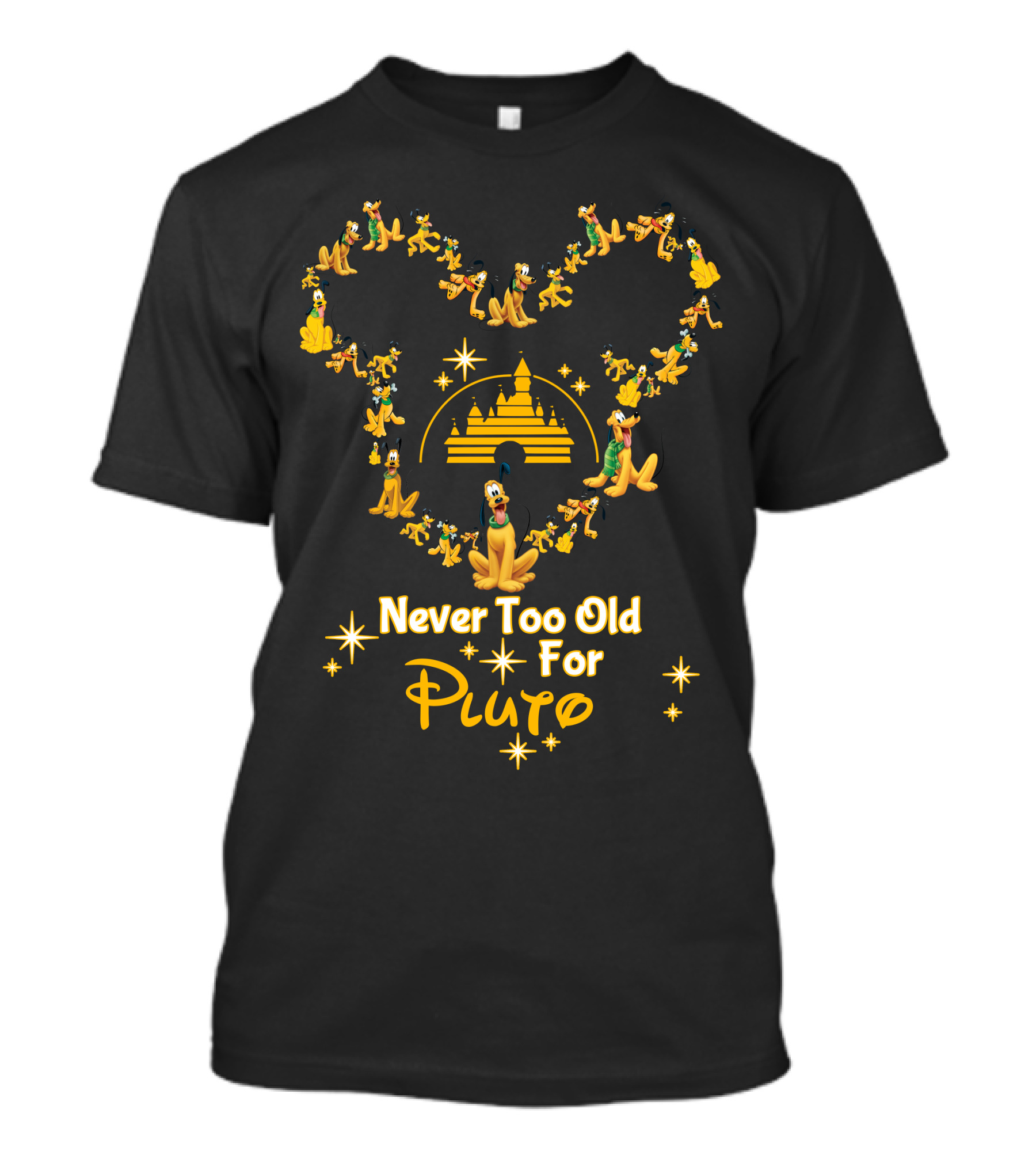 Mickey Ears Castle Pluto Disney Never Too Old For Pluto T-Shirt