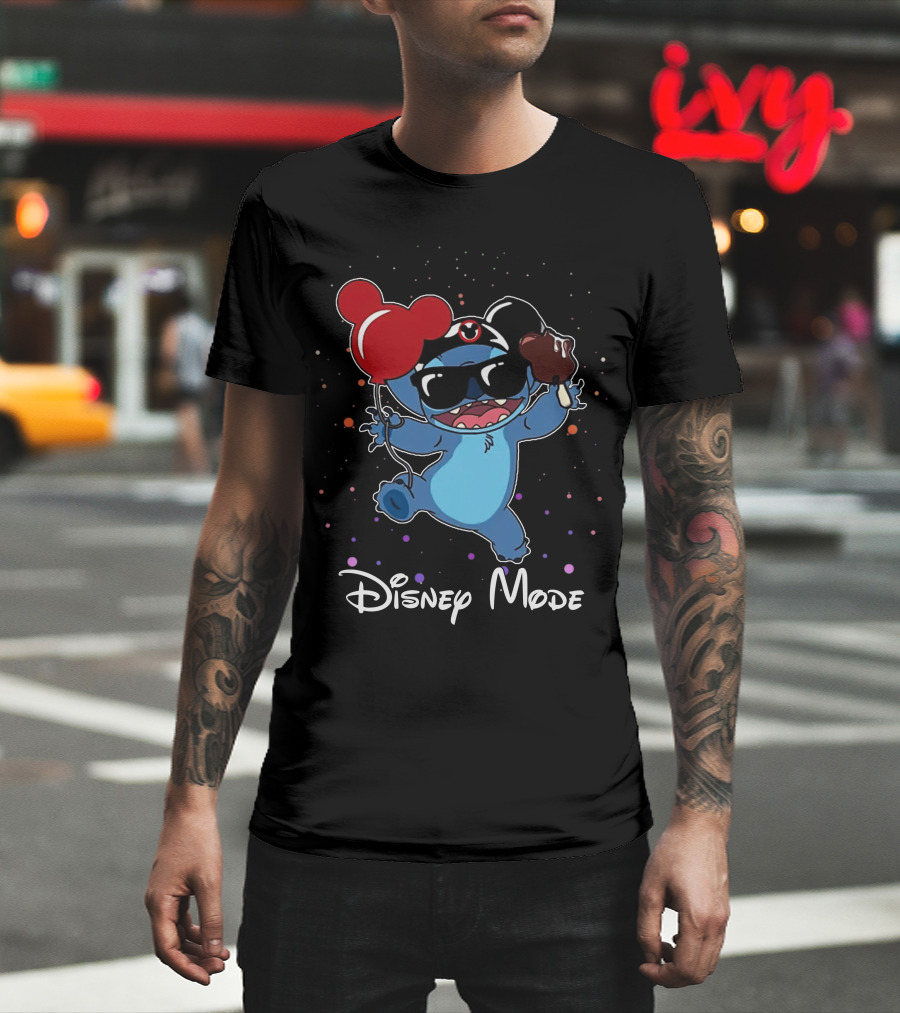 Disney Mode Stitch Ice Cream Balloon Fun T-Shirt