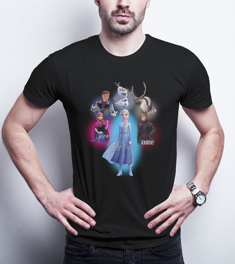 Anna Elsa Kristoff Sven Olaf Hans Frozen Signatures T-Shirt