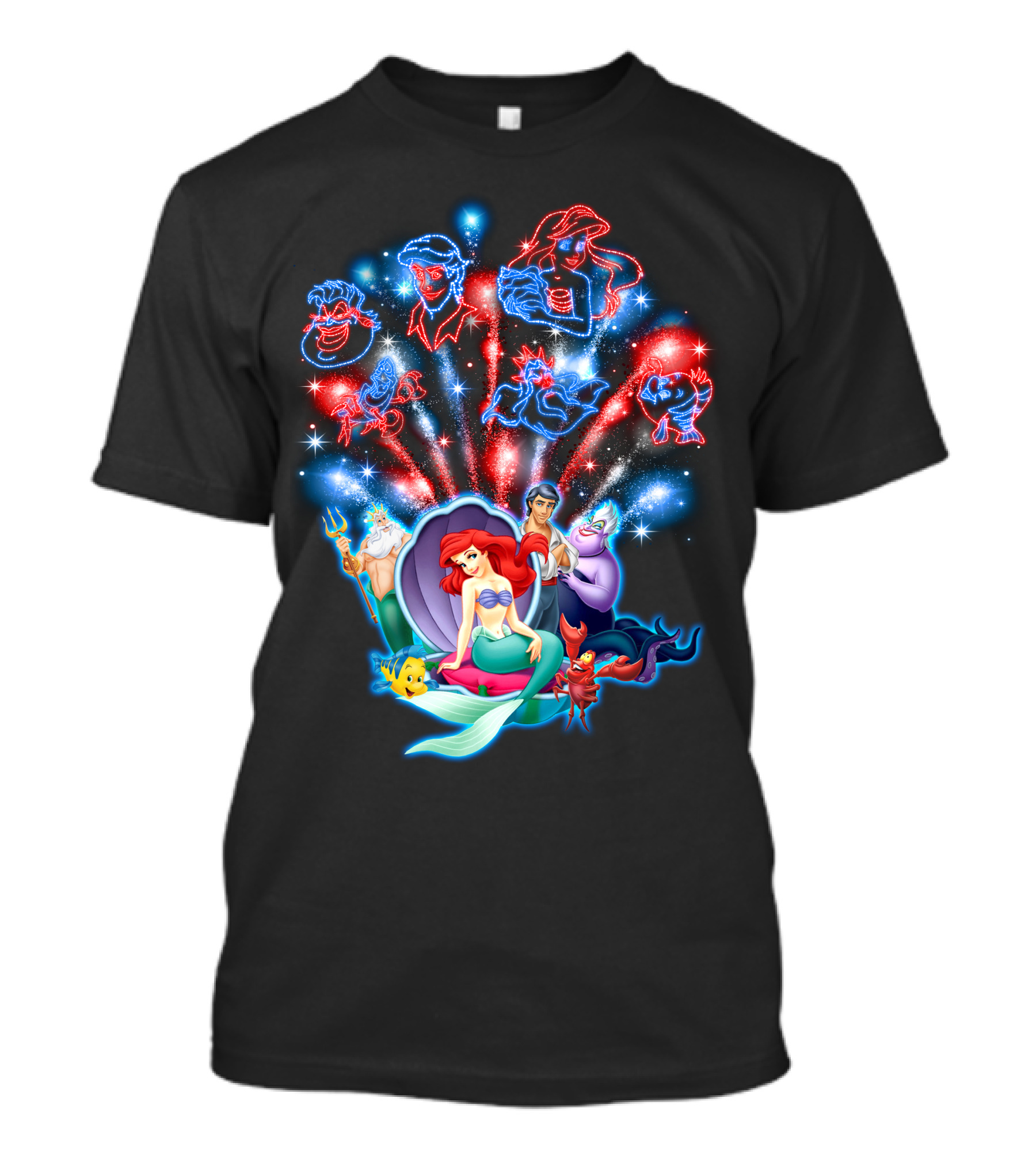 Ariel Firework Little Mermaid Characters Illuminated T-Shirt