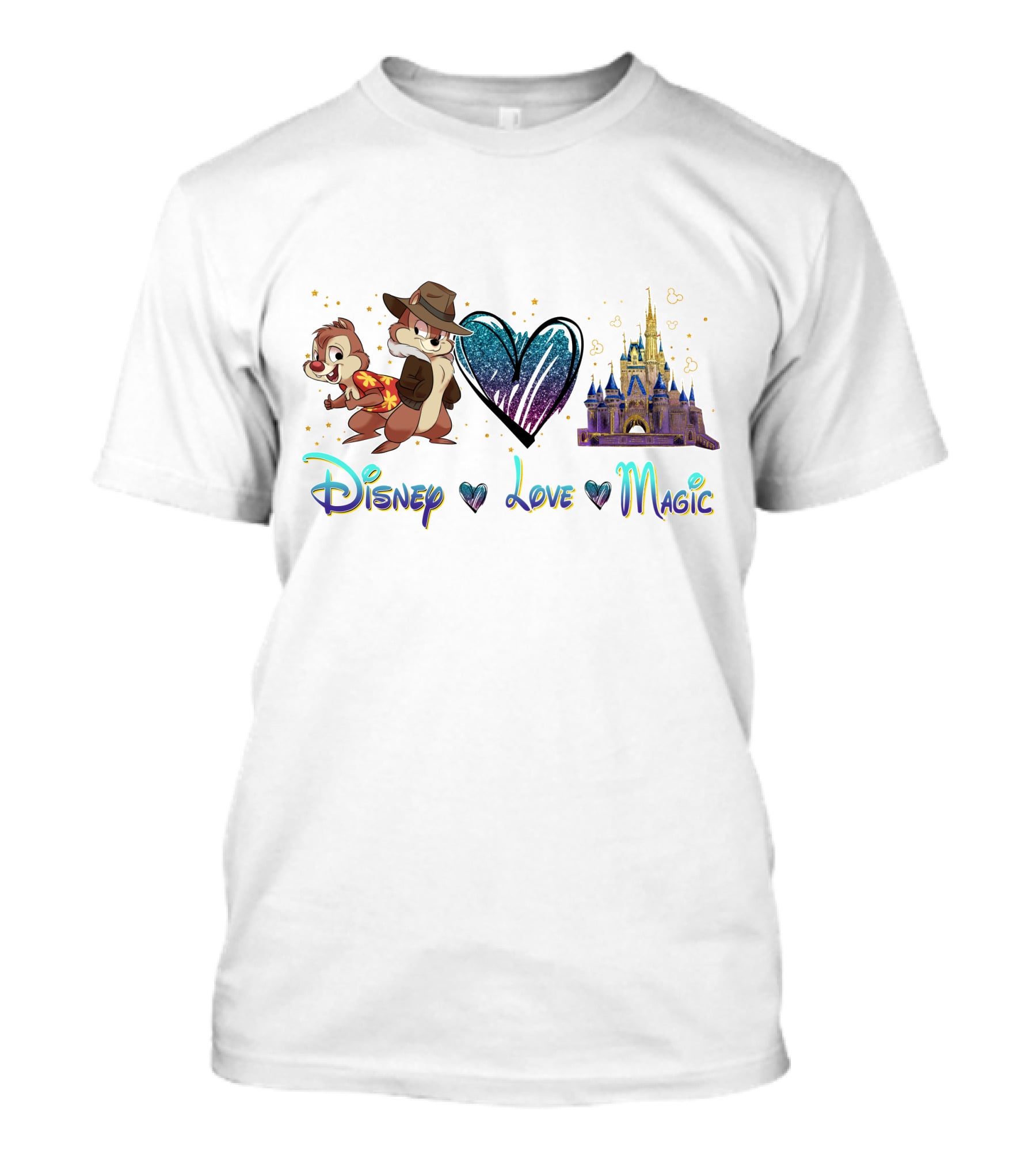 Disney Chip N Dale Love Magic Castle Heart T-Shirt