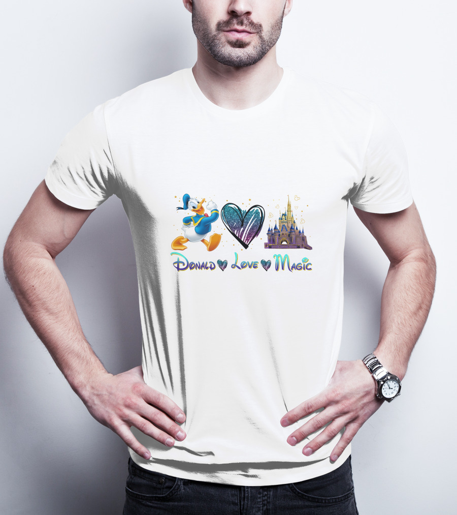 Donald Love Magic Disney Castle And Duck Heart T-Shirt