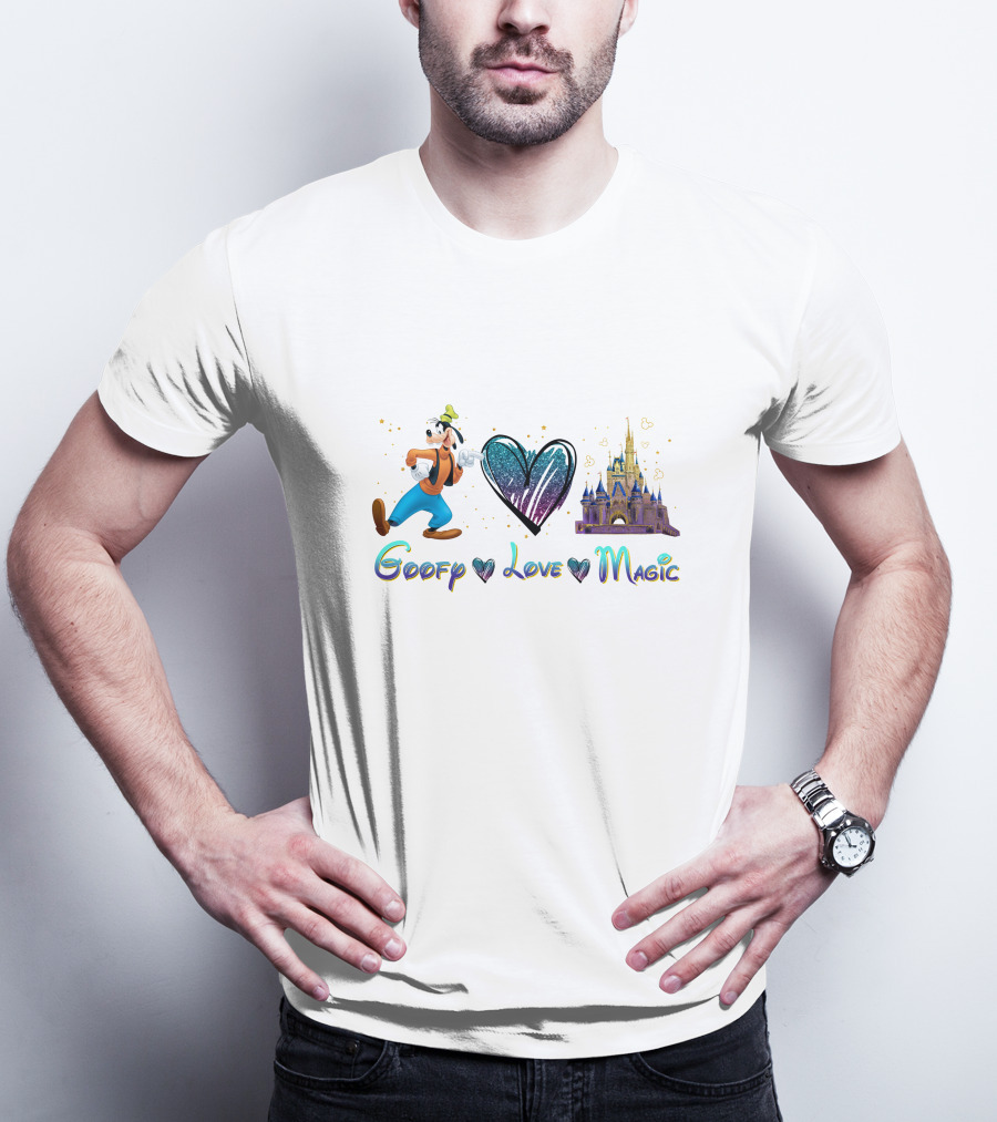 Goofy Love Magic Heart Castle Disney T-Shirt