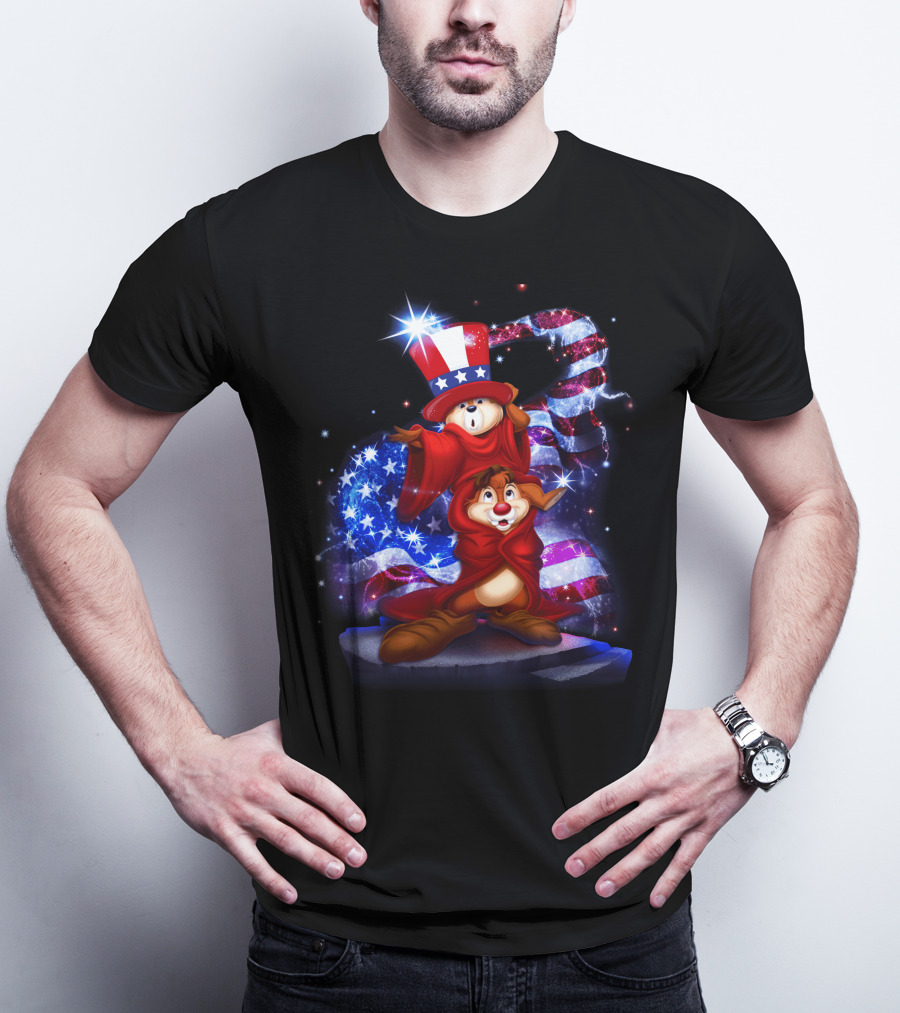 Chip N Dale Patriotic Stars And Stripes USA T-Shirt