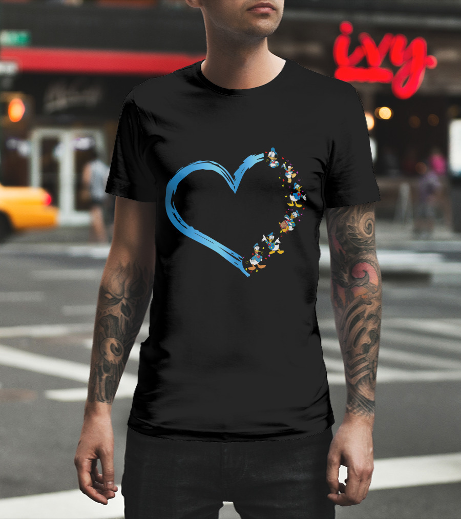 Donald Heart Blue Brushstroke Character Sequence T-Shirt