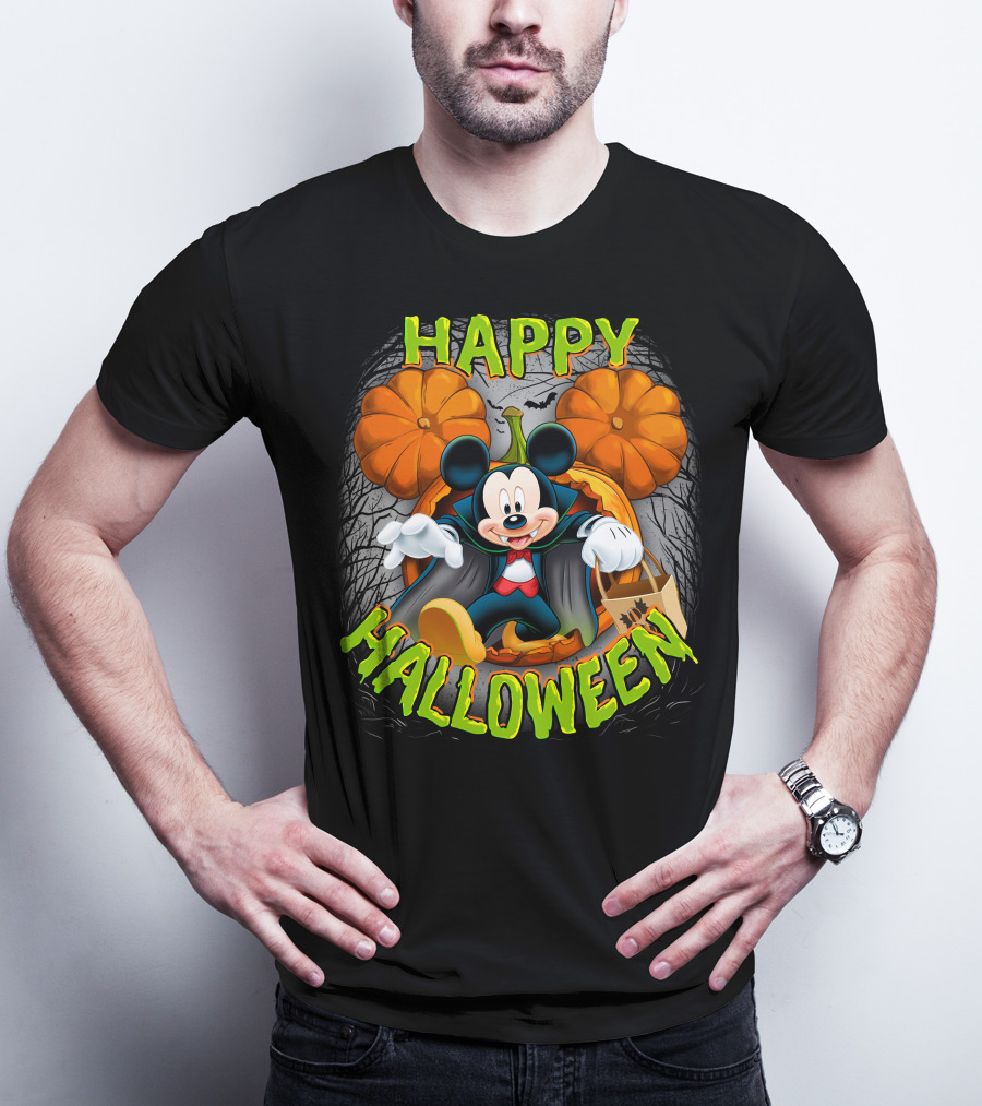 Happy Halloween Mickey Pumpkin Trick-or-Treating T-Shirt