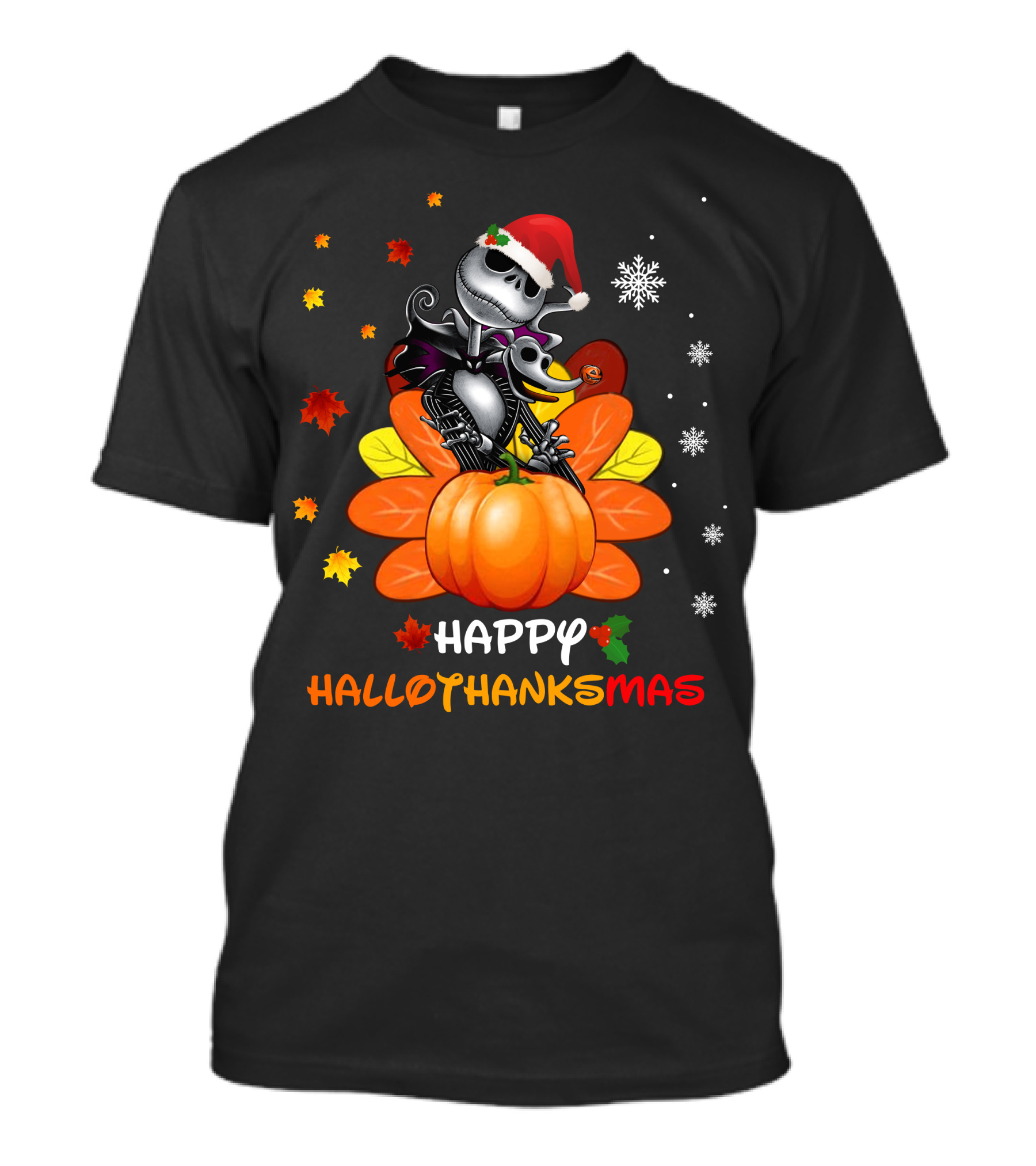 Happy Jack Hallothankmas Pumpkin Santa Skeleton T-Shirt