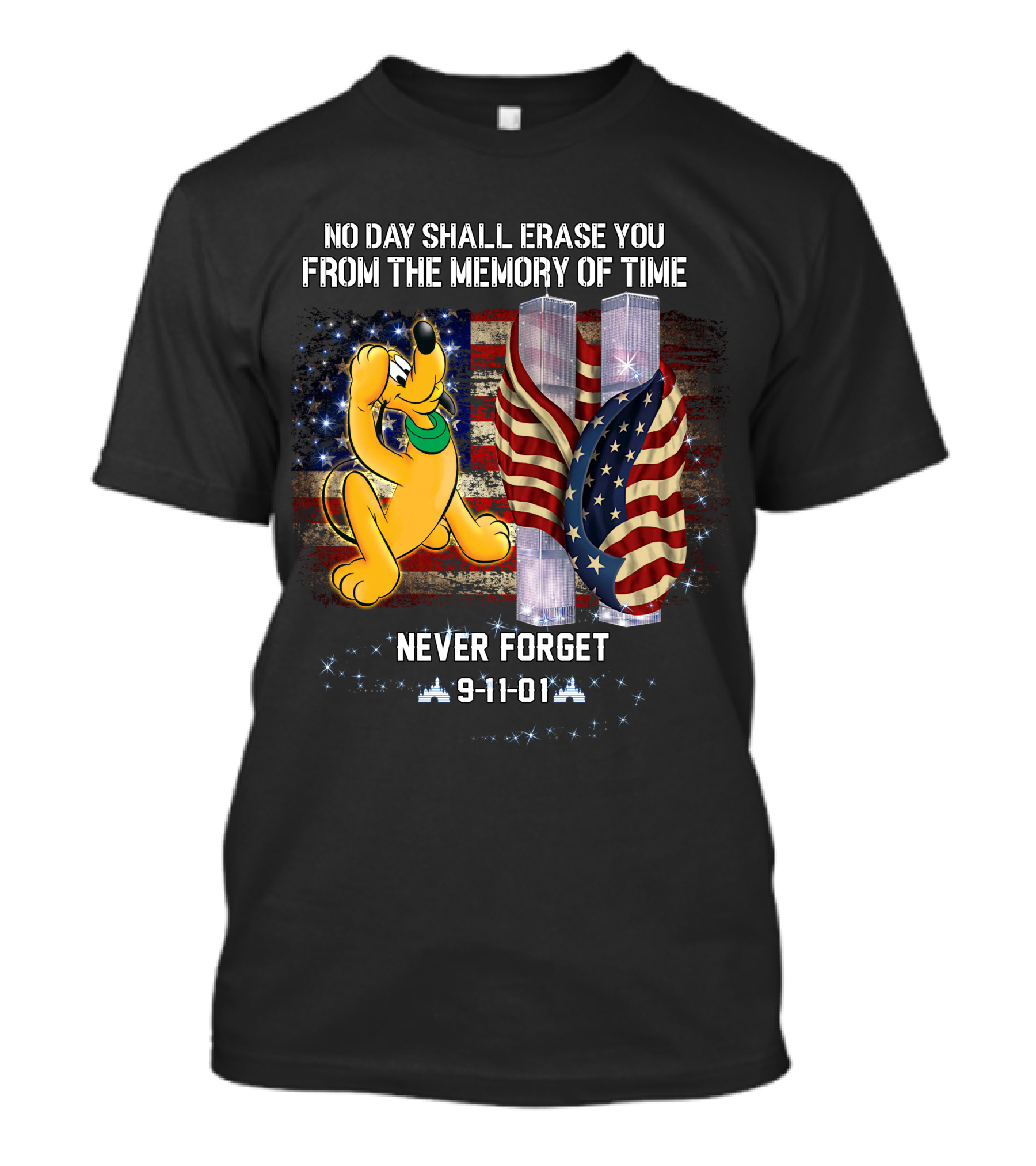 No Day Shall Erase You Pluto Never Forget 9-11-01 T-Shirt