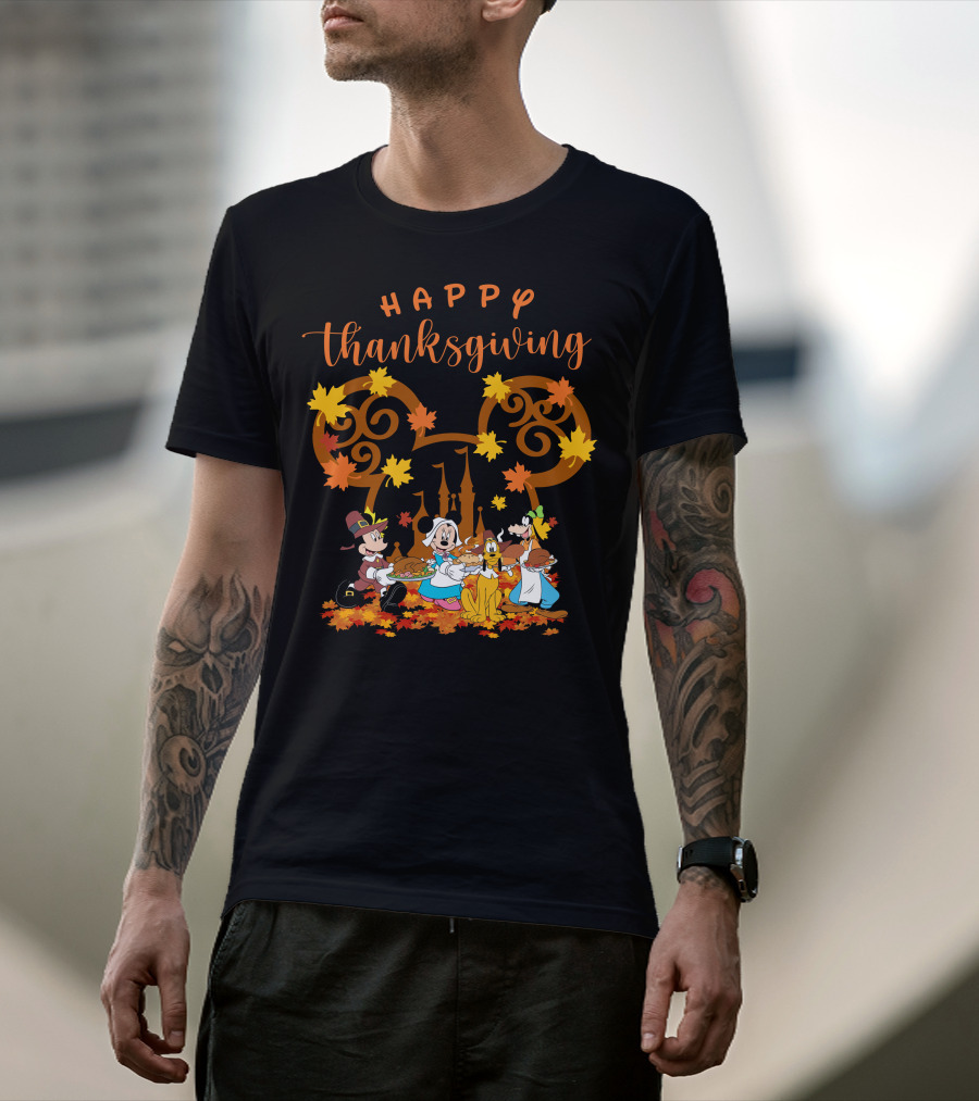 Happy Thanksgiving Mickey And Friends Disneyland Castle T-Shirt