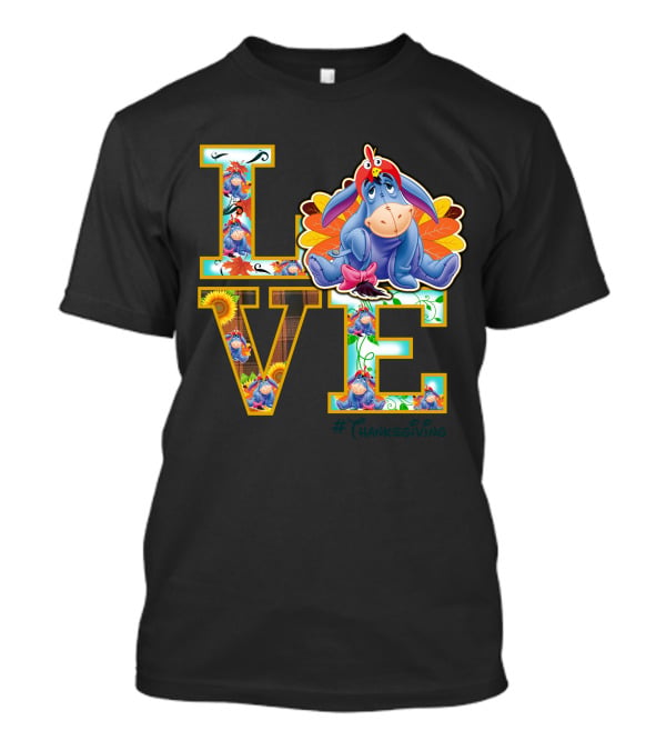 Eeyore Thanksgiving Love Autumn Leaves Sunflowers Turkey Hat T-Shirt