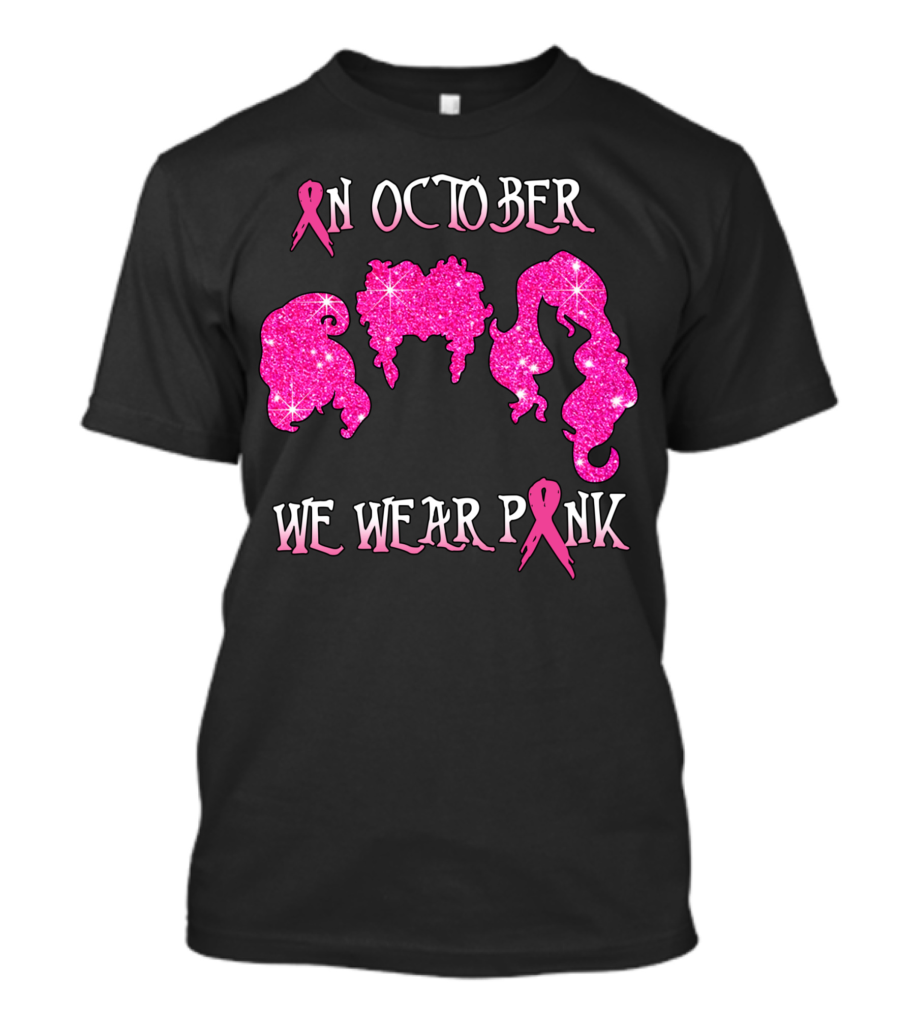 In October We Wear Pink Glitter Hair Ribbons T-Shirt