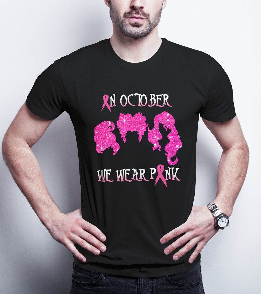 In October We Wear Pink Glitter Hair Ribbons T-Shirt
