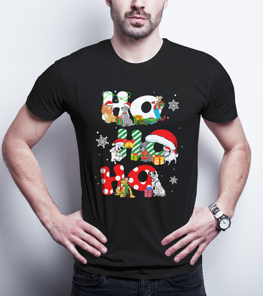 Disney Dog Christmas Ho Ho Ho Characters Holiday Cheer T-Shirt