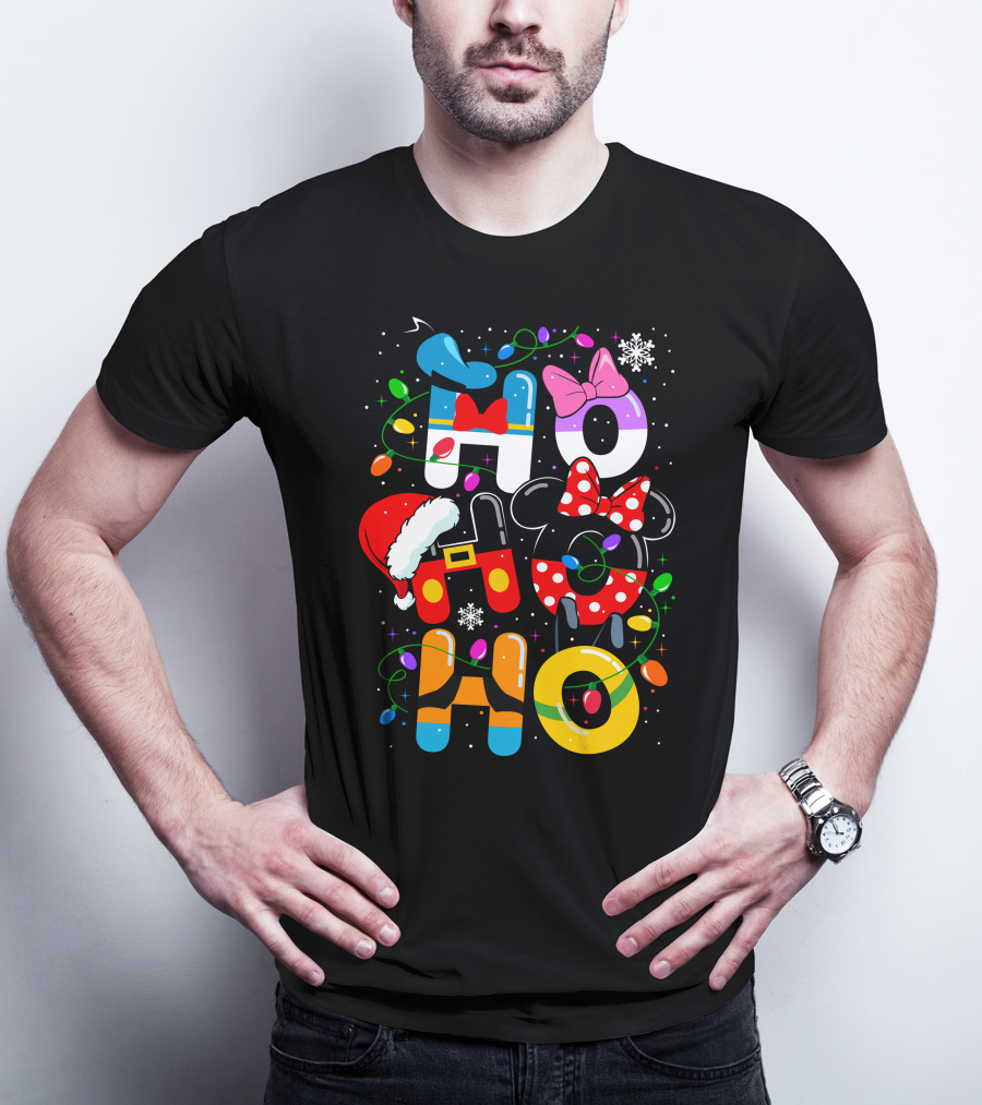 Disney Hohoho Christmas Lights Mickey Minnie Decorations T-Shirt
