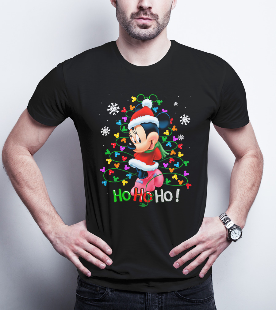 Minnie Mouse Ho Ho Ho Christmas Lights T-Shirt