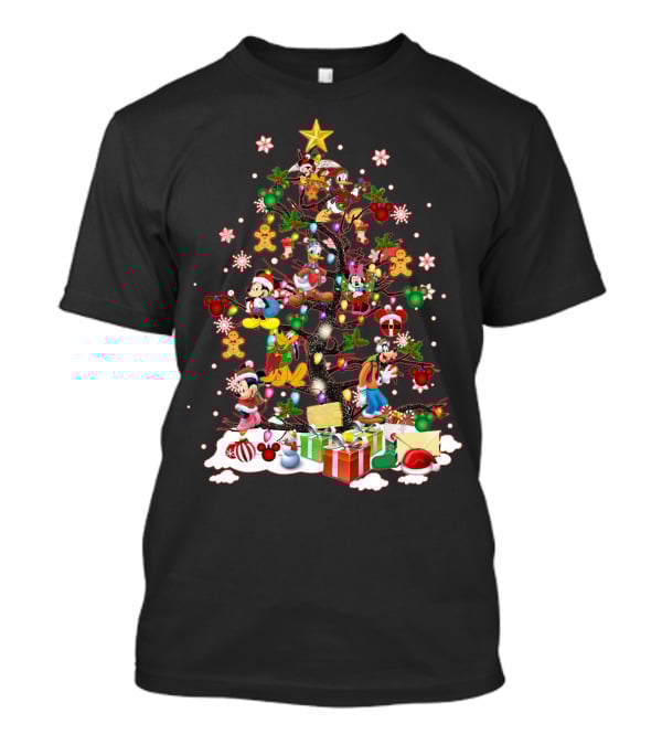 Mickey And Friends Christmas Tree With Donald Goofy And Disney Decorations T-Shirt