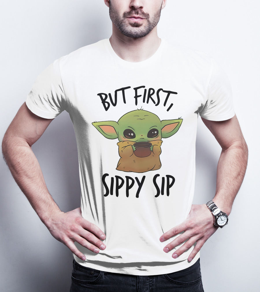 But First Sippy Sip Baby Yoda Cute Mandalorian Moment T-Shirt