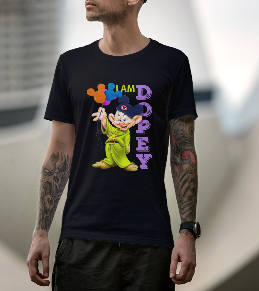 I Am Dopey Disney Character With Mickey Ears And Balloons T-Shirt