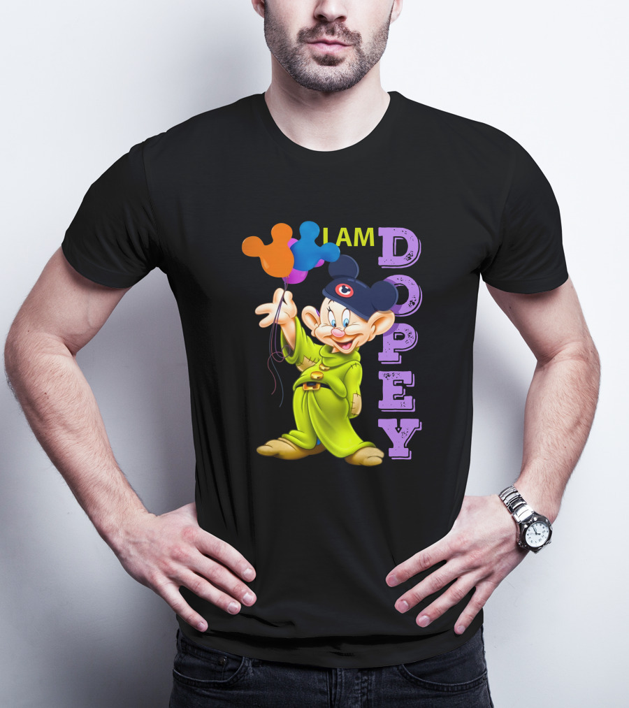 I Am Dopey Disney Character With Mickey Ears And Balloons T-Shirt