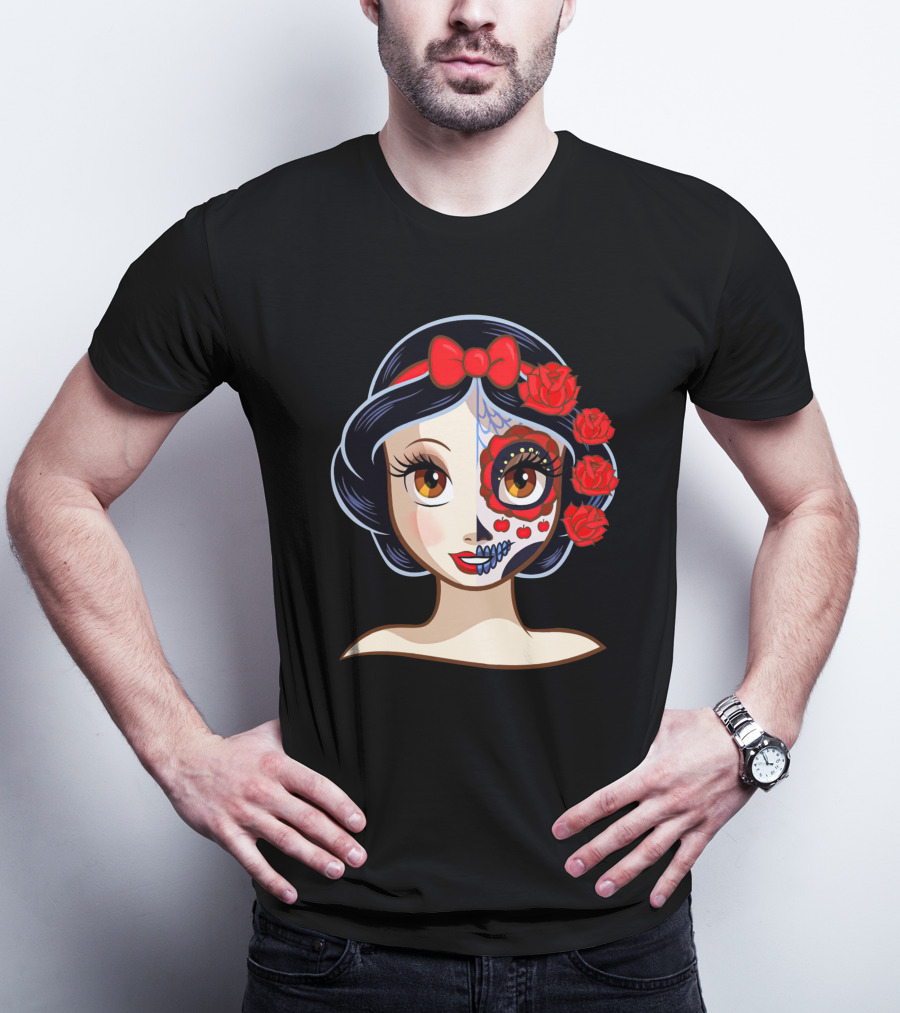 Snow White Sugar Skull Roses T-Shirt
