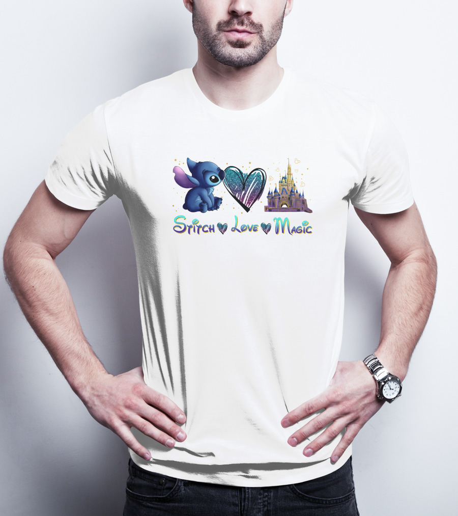 Stitch Love Magic Heart Castle Fantasy T-Shirt