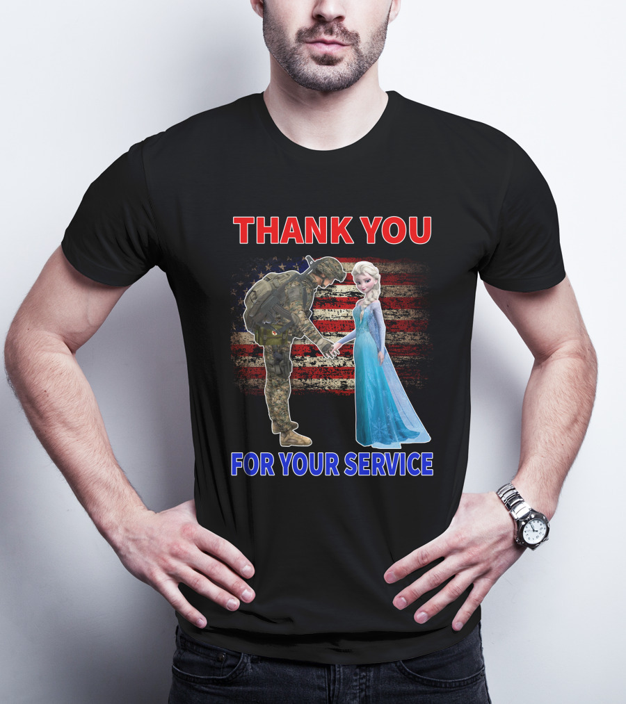 Thank You For Your Service Elsa Soldier American Flag T-Shirt