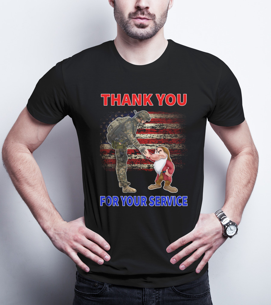 THANK YOU FOR YOUR SERVICE Grumpy Soldier And Patriotic Flag T-Shirt